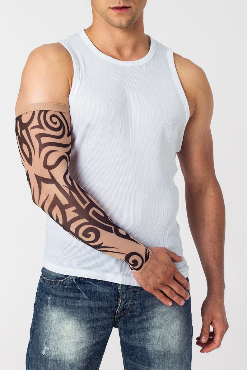 Unisex TRIBAL Mesh Tattoo Sleeve, Temporary Tattoo, Fake Tattoo ...