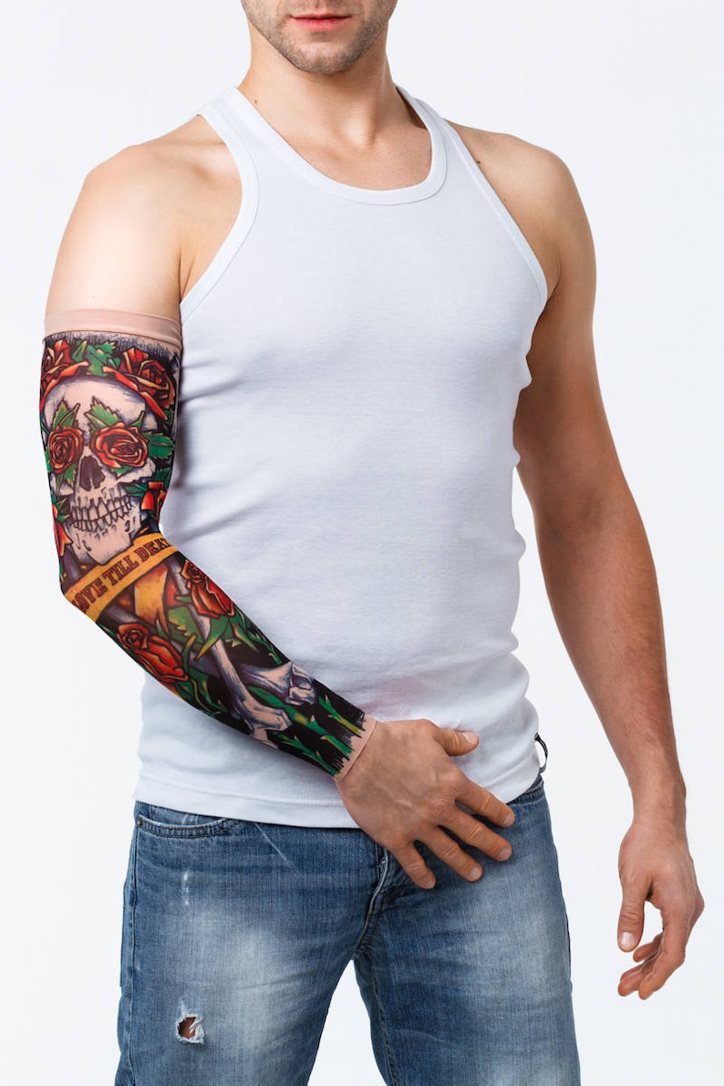 New Unisex LOVE TILL DEATH Mesh Tattoo Sleeve Fake Tattoo | Etsy