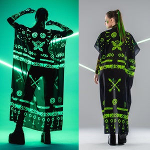 GREEN TRIBAL FLUORESCENT Black Catsuit, Full Body Mesh Catsuit ...