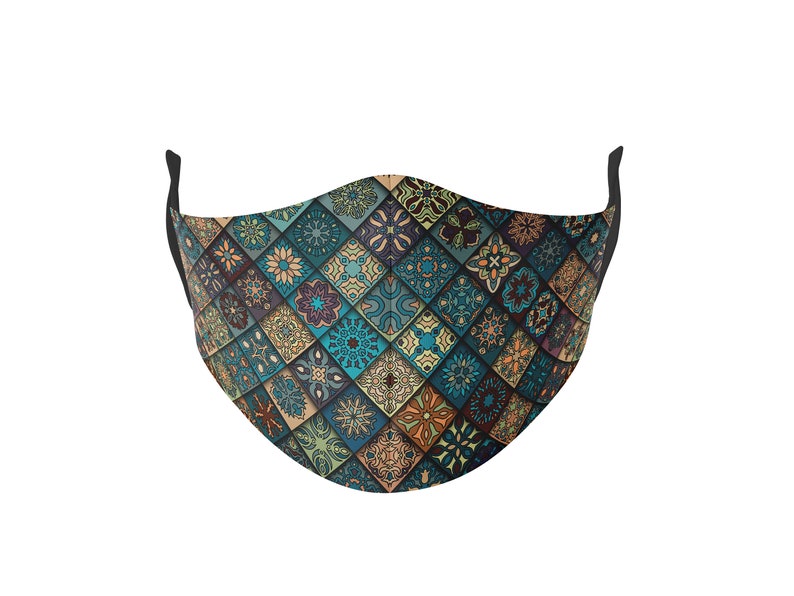 Three Layers Face Mask Mandala Mosaic Face Mask Reusable - Etsy