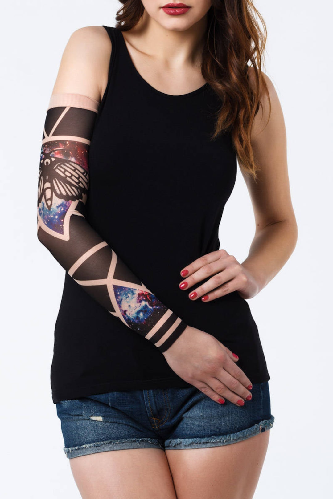 New! - Unisex COSMIC MOTH Mesh Tattoo Sleeve, Fake Tattoo, Temporary ...
