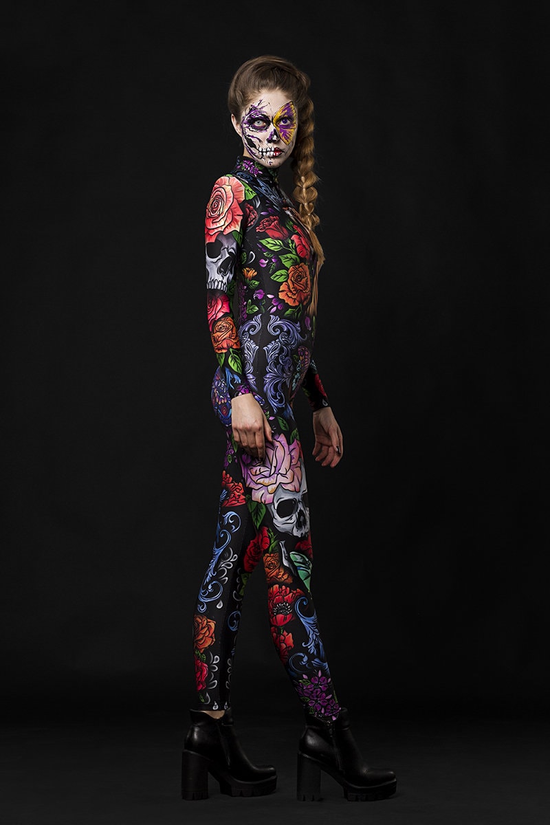 TATTOO STYLE Halloween Costume, Sexy Catsuit, Cosplay Outfit, Festival ...