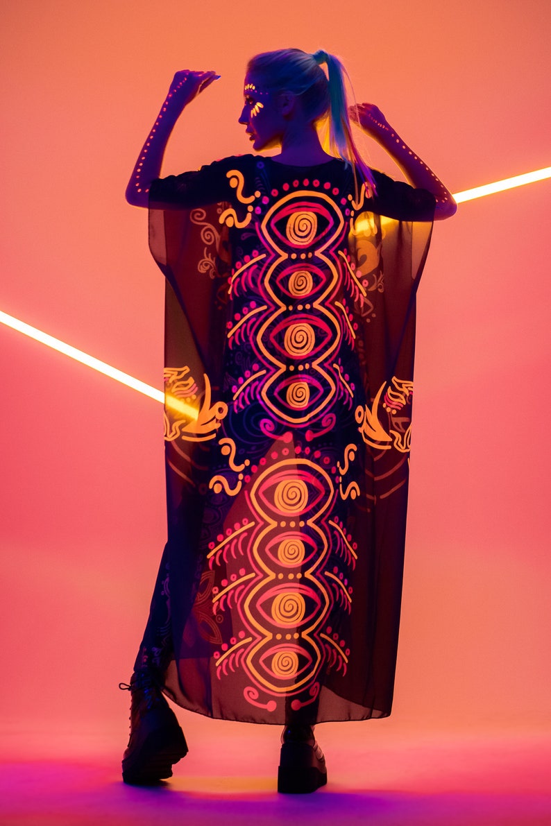 2 COLOR FLUORESCENT Catsuit, Pink & Orange Tribal Bodysuit, Rave Onsie ...