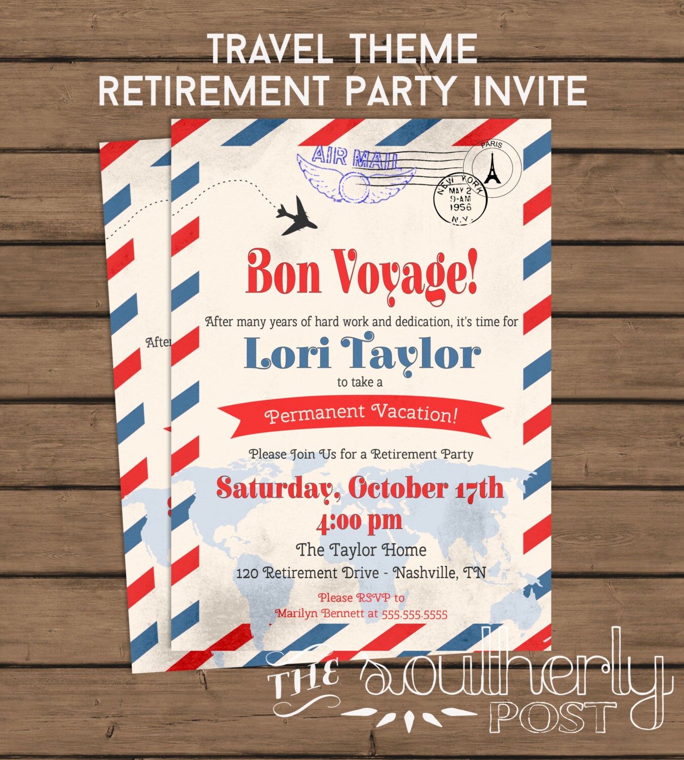 Traveling Retirement Party Invitations Printable