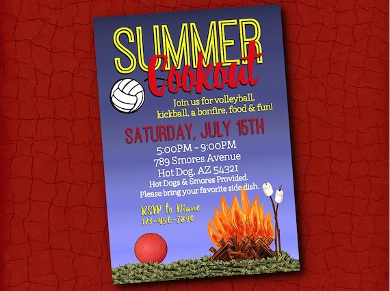 Summer Cookout Bonfire End of the Year Celebration - Etsy