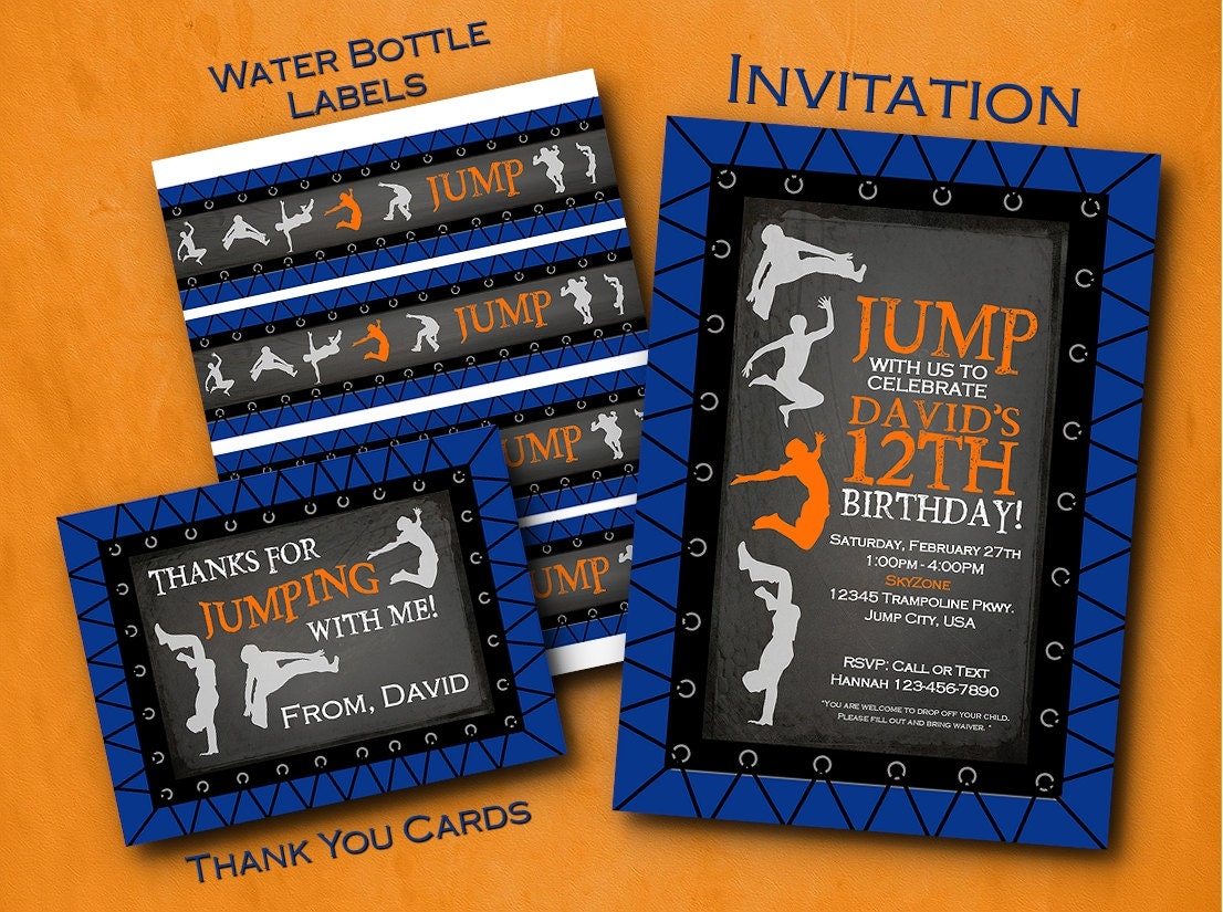 Jump Trampoline Party Personalized Thank You Cards - Etsy