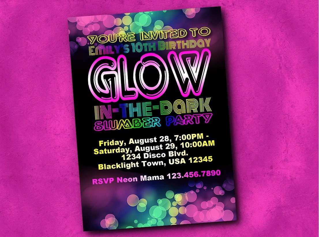 Black Light Party Invitations