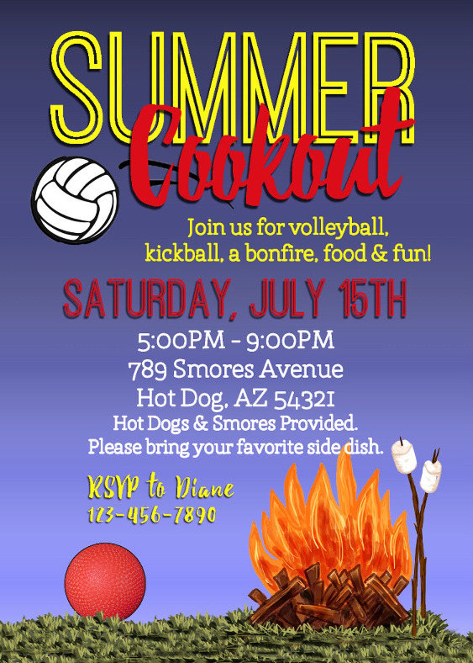 Summer Cookout, Bonfire, End of the Year Celebration Invitation - Etsy