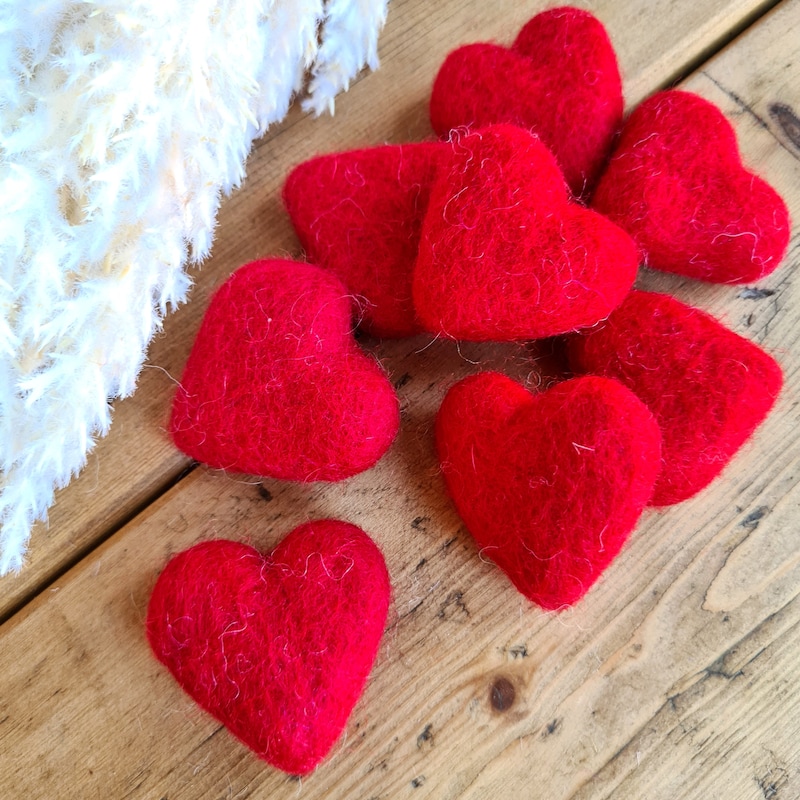 Red Felt Hearts - Etsy