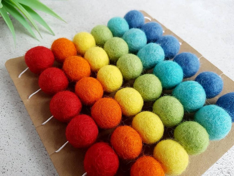 Rainbow Pom Pom Garland Rainbow Nursery Playroom Decor - Etsy