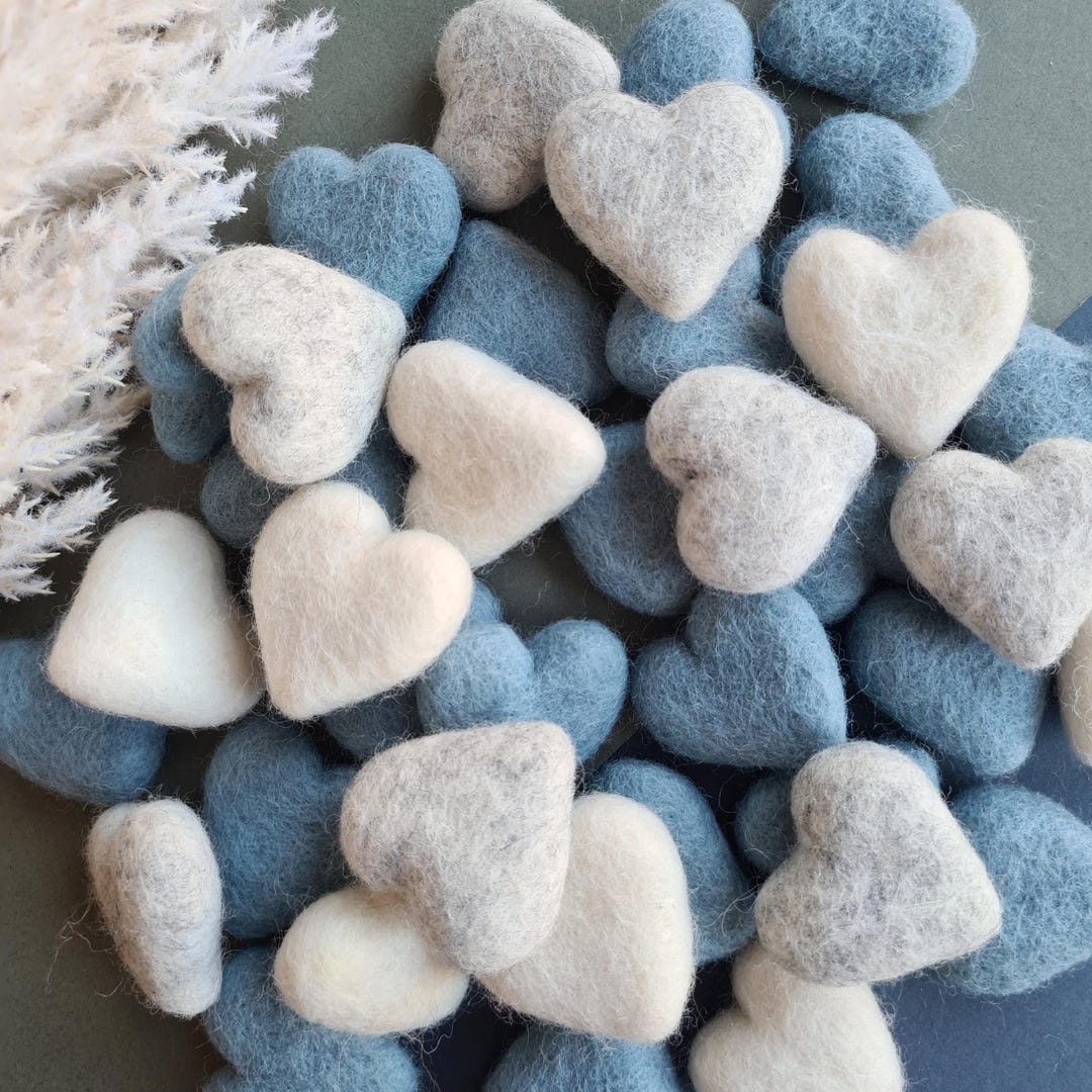 Blue Felt Hearts - Pocket Hug - Valentine Craft Kit Supplies - Baby Boy ...