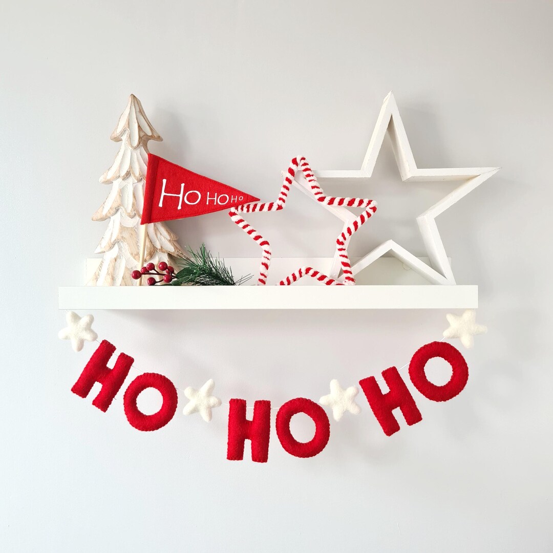 Ho Ho Ho Garland - Felt Christmas Banner - Festive Holiday Decor ...