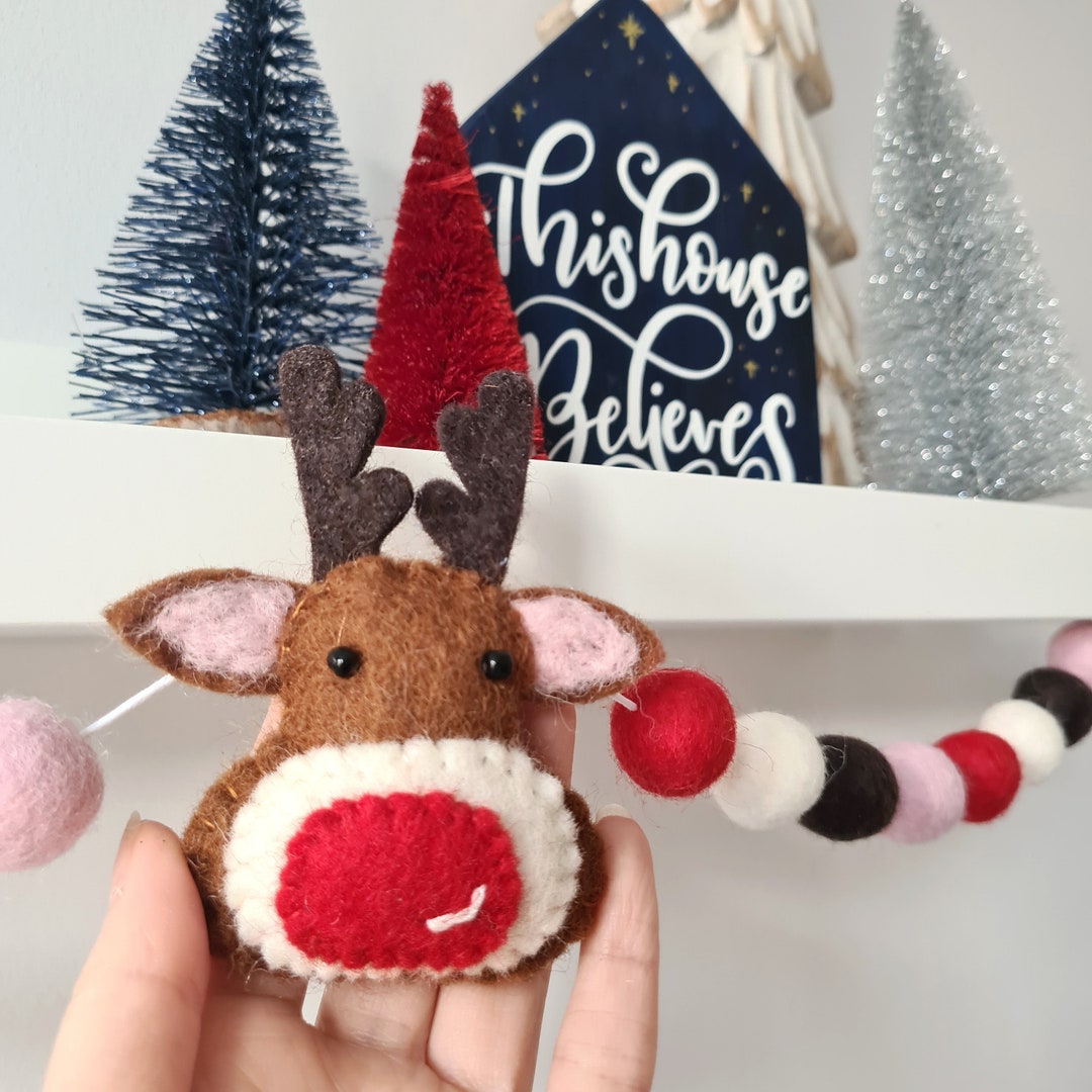 Christmas Reindeer Garland - Rudolph the Red Nose Reindeer - Festive ...