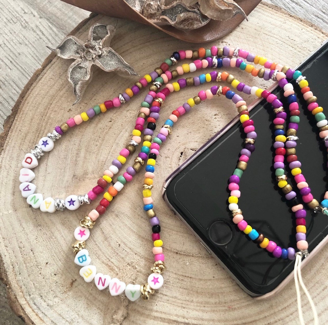 Cordon de téléphone portable avec perles personnalisables | Etsy