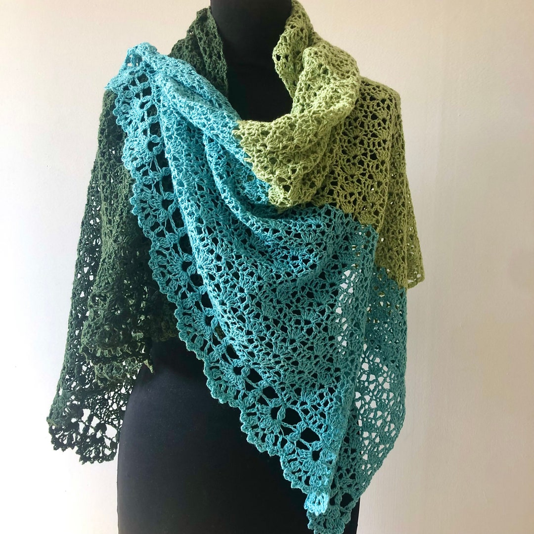 Crochet Shawl PATTERN, Ocean Shawl, Lacy Shawl, Rectangle Shawl, Easy ...