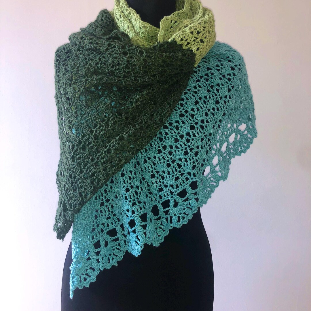 Crochet Shawl PATTERN, Ocean Shawl, Lacy Shawl, Rectangle Shawl, Easy ...