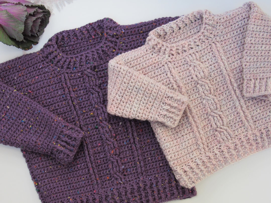 Darcy Cable Sweater Crochet Pattern: Aran Style, Toddler Sizes (PDF ...