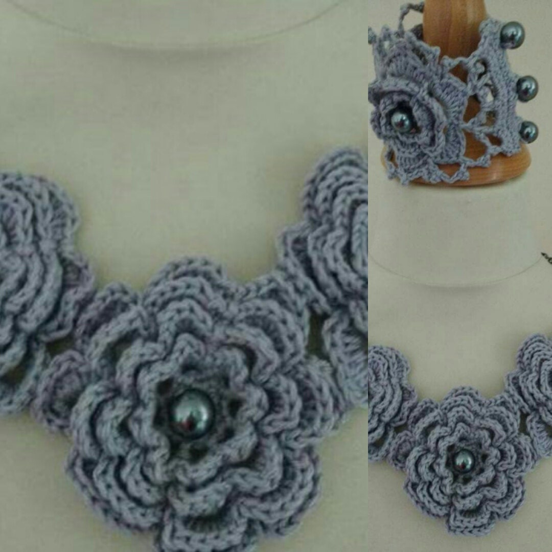 Crochet PATTERN Crochet Necklace and Cuff Pattern Crochet - Etsy