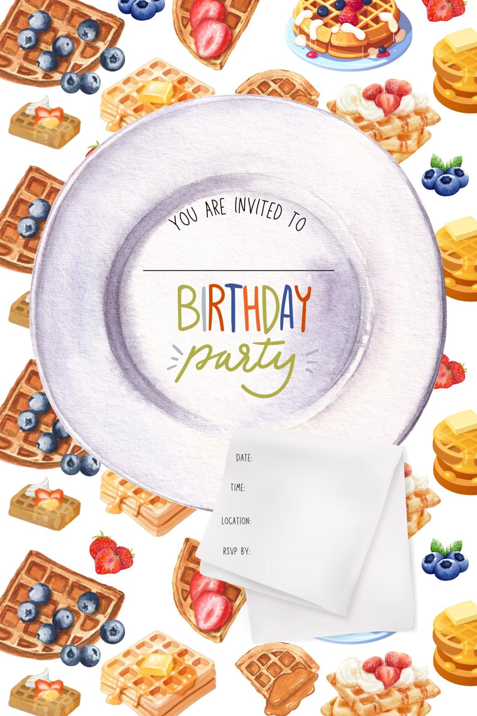 Printable Waffle Themed Birthday Waffle Themed Birthday Waffle Birthday ...