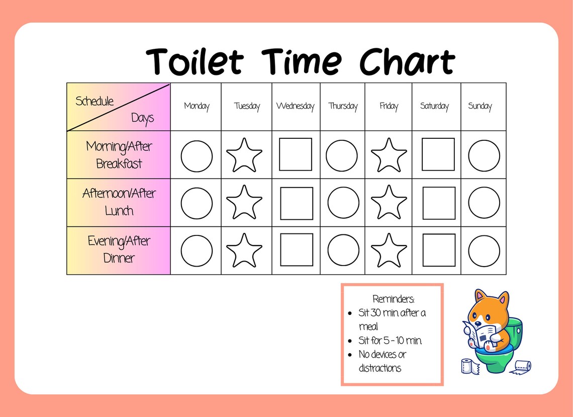 Kids Potty Training Sticker Chart: Toilet Time Tracker (digital ...