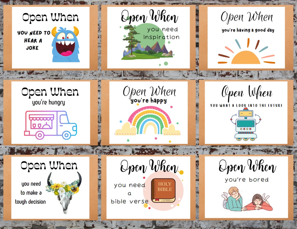 Printable Open When Envelopes DYI Open When Gift for Her - Etsy