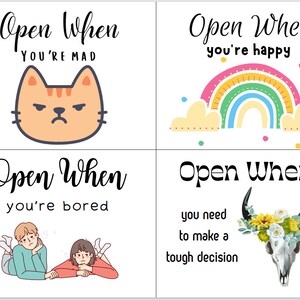 Printable Open When Envelopes - DYI Open When- Gift for Her - Printable ...