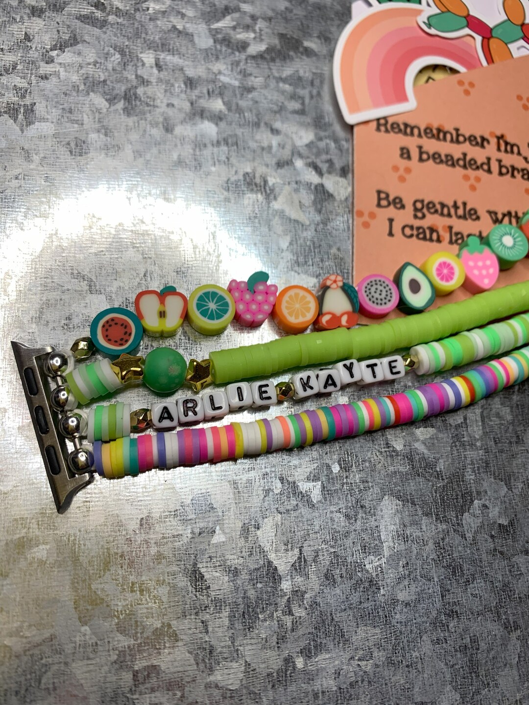 Customizable Polymer Clay Apple Watch Band: Boho Beaded Bracelet - Etsy