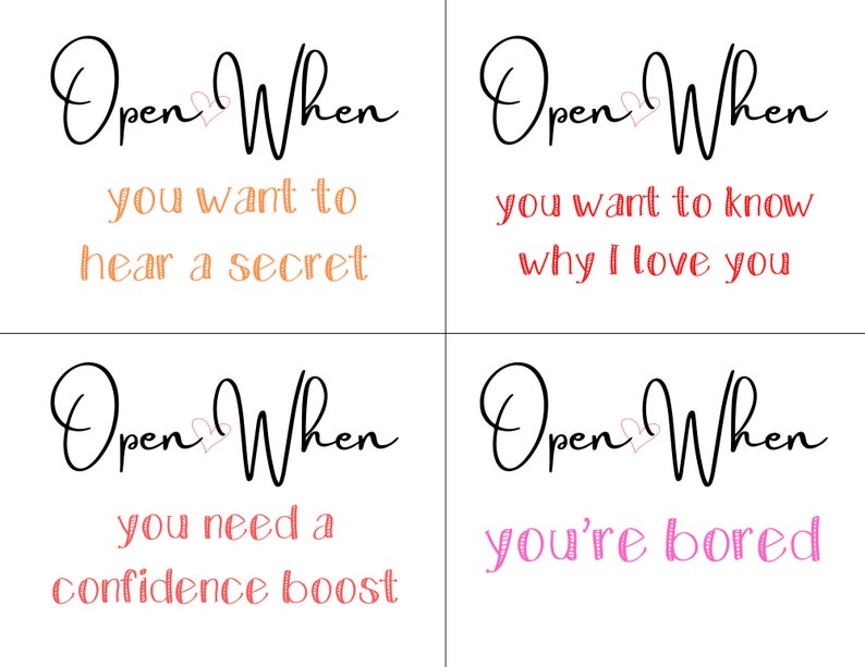 Printable Open When Envelopes DYI Open When Gift for - Etsy