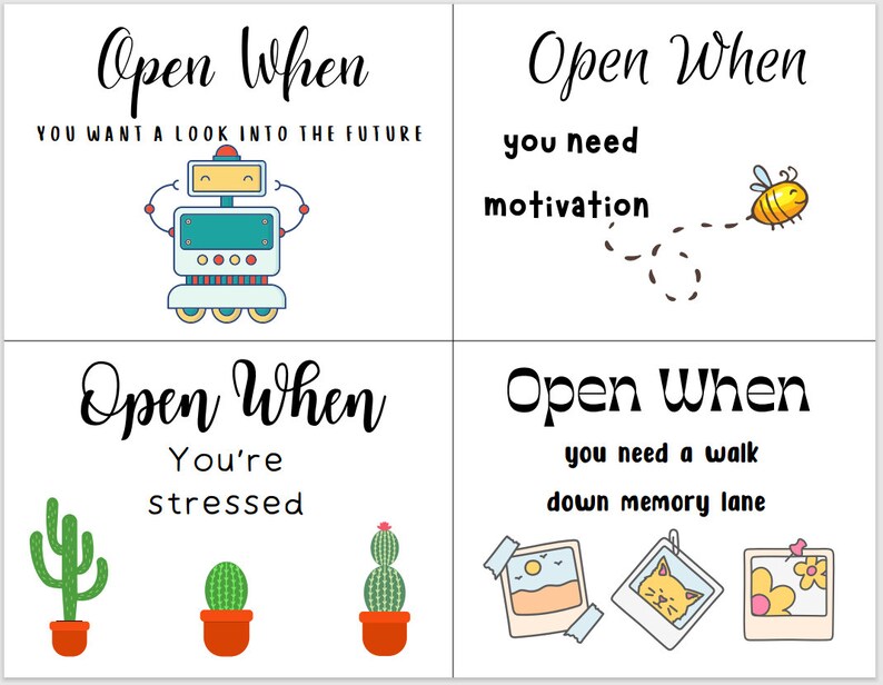 Printable Open When Envelopes - DYI Open When- Gift for Her - Printable ...