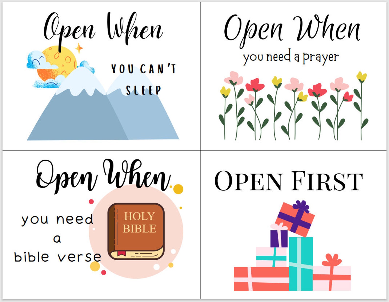 Printable Open When Envelopes - DYI Open When- Gift for Her - Printable ...