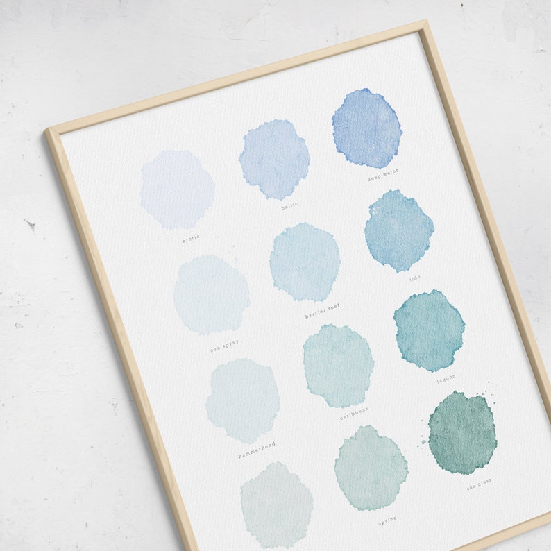 Watercolor Paint Swatches Print - OCEAN - Etsy