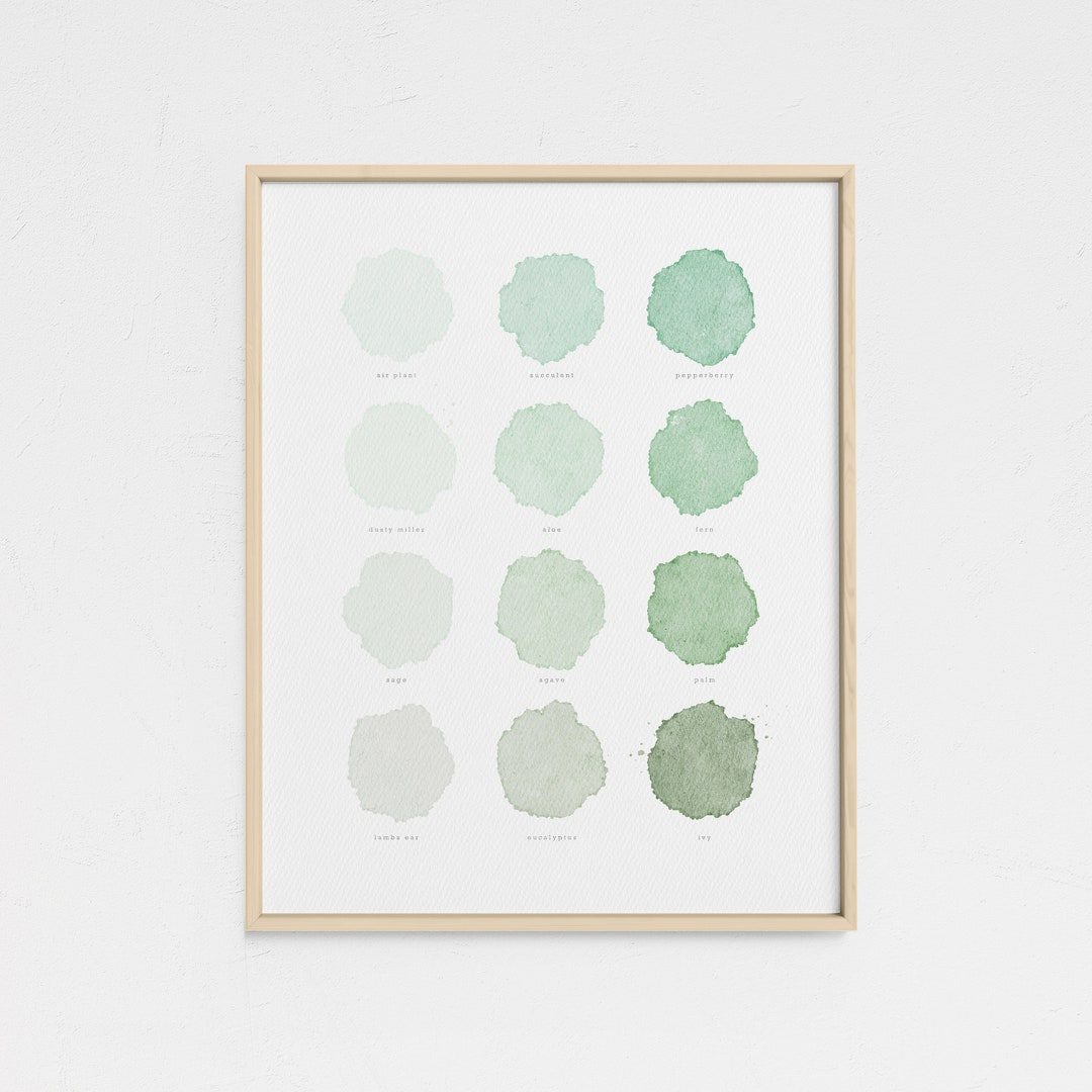 Watercolor Paint Swatches Print - GREENERY - Etsy