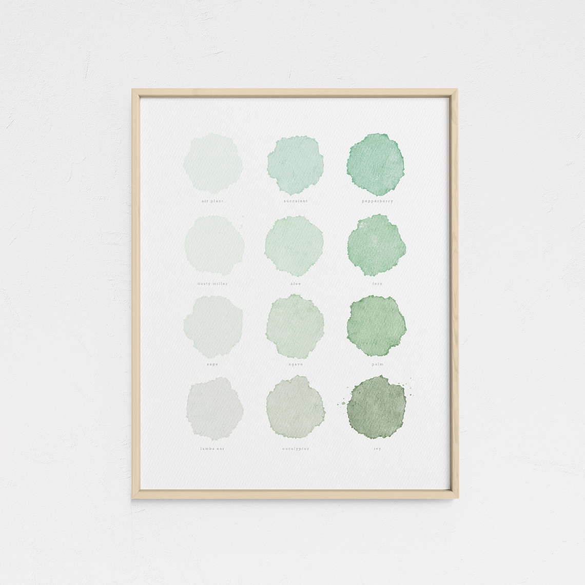 Watercolor Paint Swatches Print - GREENERY - Etsy
