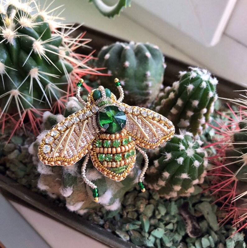 Еmbroidered Brooch Gold Bee Beaded Bee Christmas Gift - Etsy