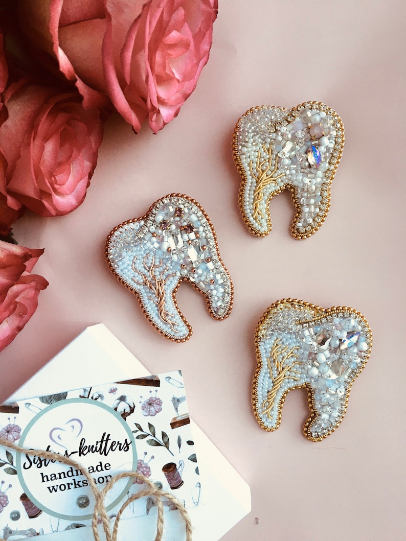 Embroidered Brooch Gift for Dentist Tooth Teeth Thanksgiving | Etsy