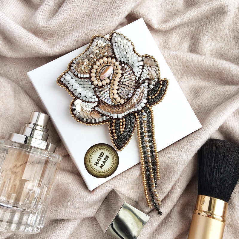 Beaded Brooch - Etsy