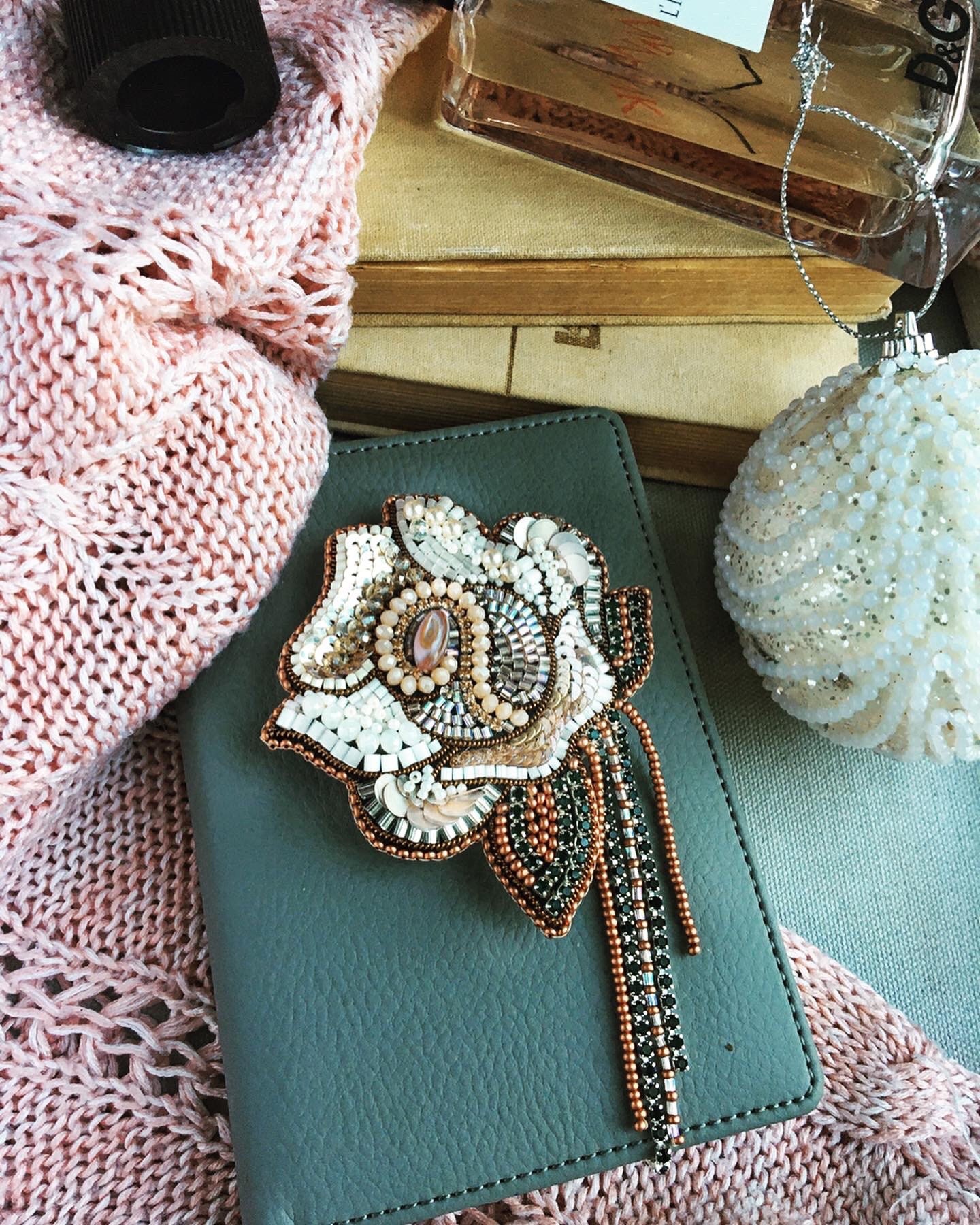 Embroidered Brooch Rose Flower Beautiful Beaded Brooch on a - Etsy