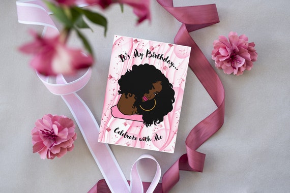 African American Birthday Invitation Card for Women Black - Etsy