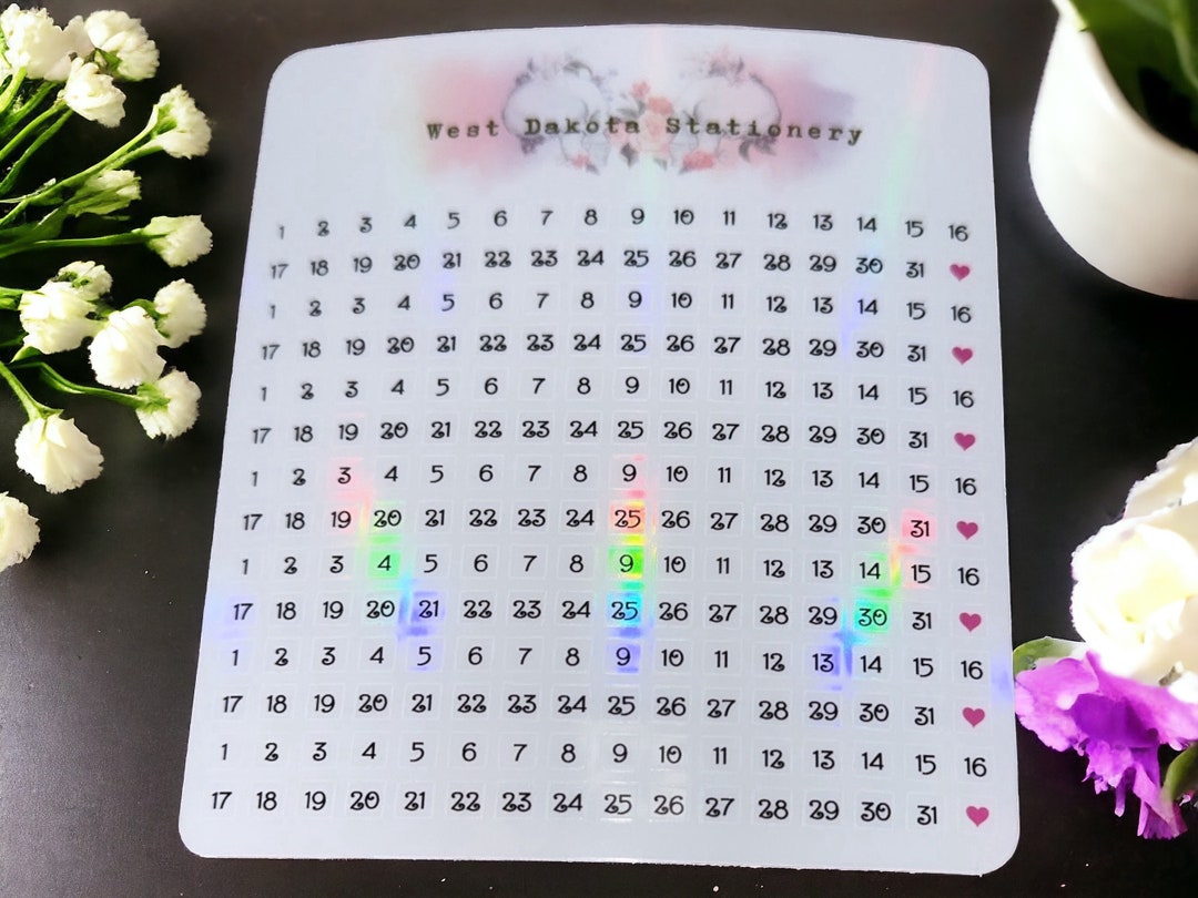 Micro Date Stickers - Pretty Type - Etsy