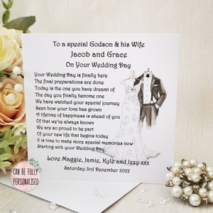 Godson and Wife Wedding Day Card, Personalised Wedding Card, Card for ...
