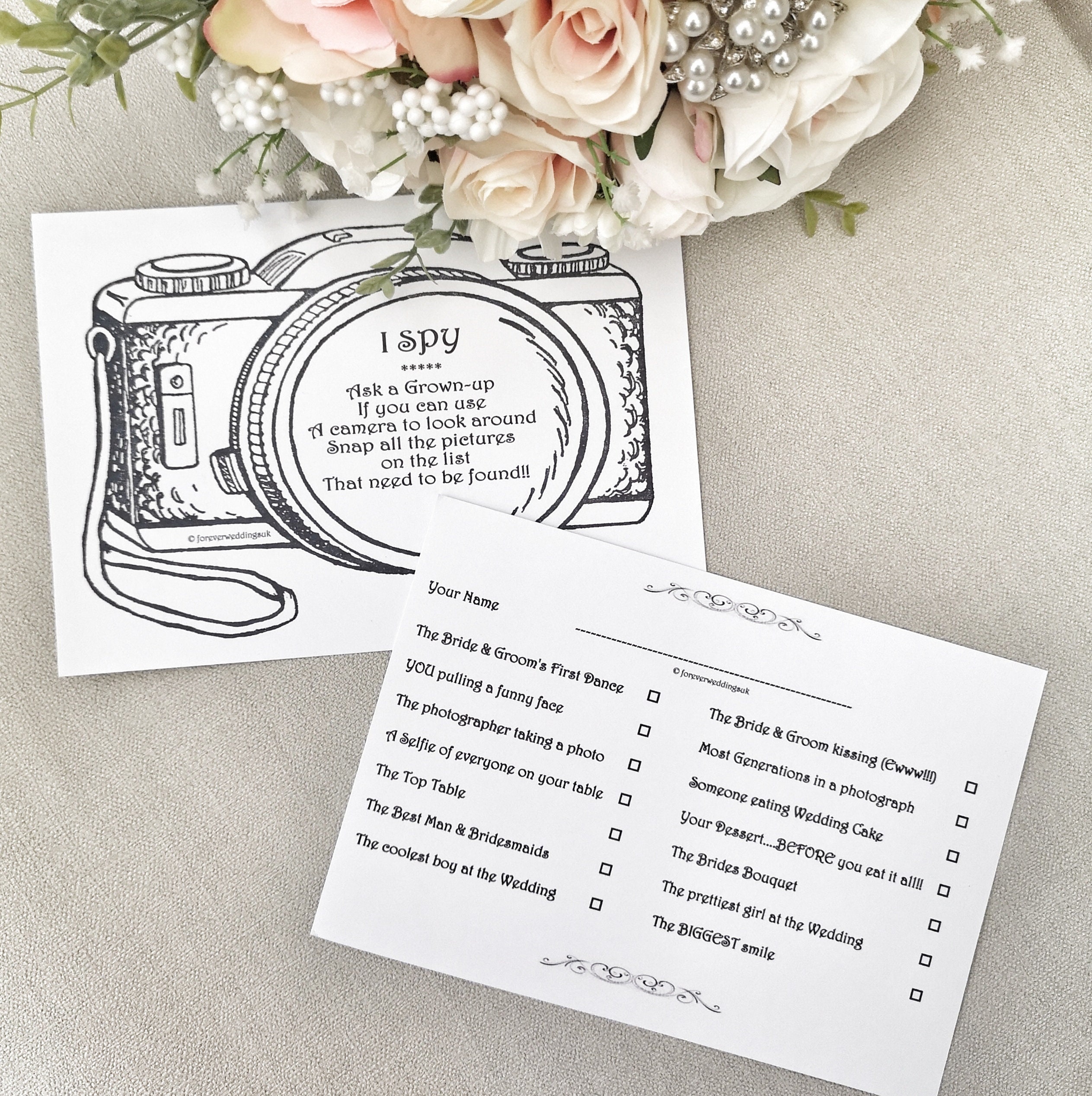 Wedding Camera I Spy Cards I Spy Game for Children Wedding - Etsy UK