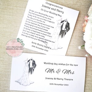 Wedding Cash Gift Card and Envelope, Personalised Bride and Groom Gift ...