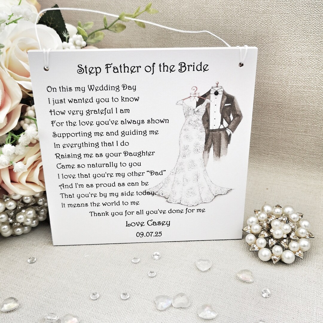 Step-father of the Bride Personalised Plaque Gift From Bride, Step Dad ...