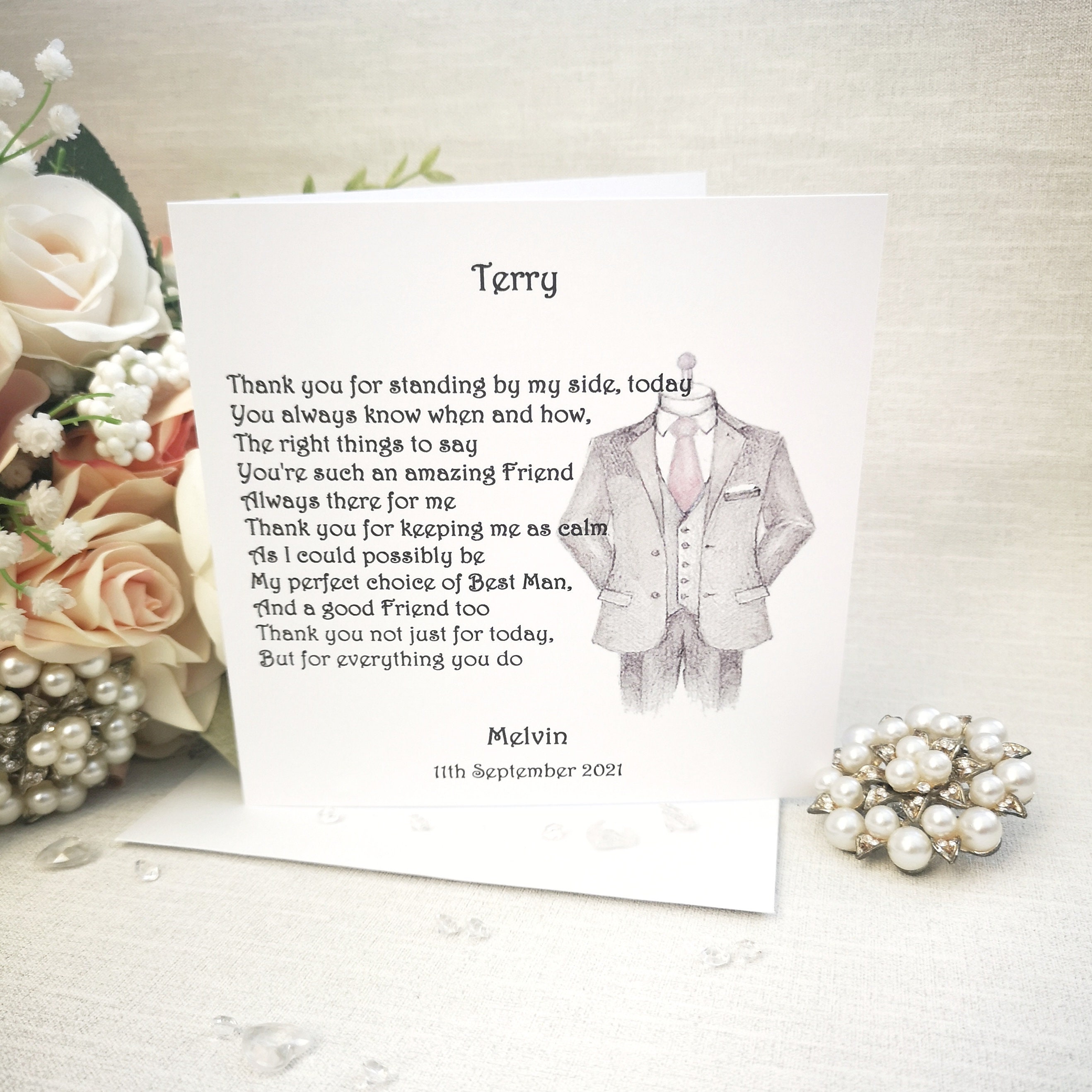 Best Man Thank You Wedding Card Personalised Best Man Card - Etsy UK