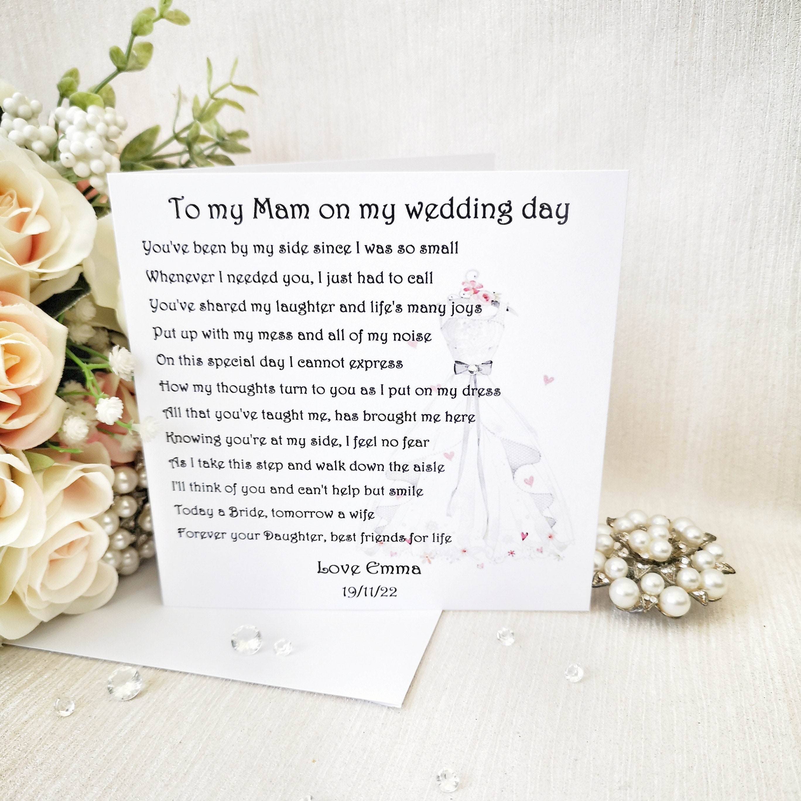 Mother of the Bride Wedding Day Card Personalised Mum Wedding - Etsy UK