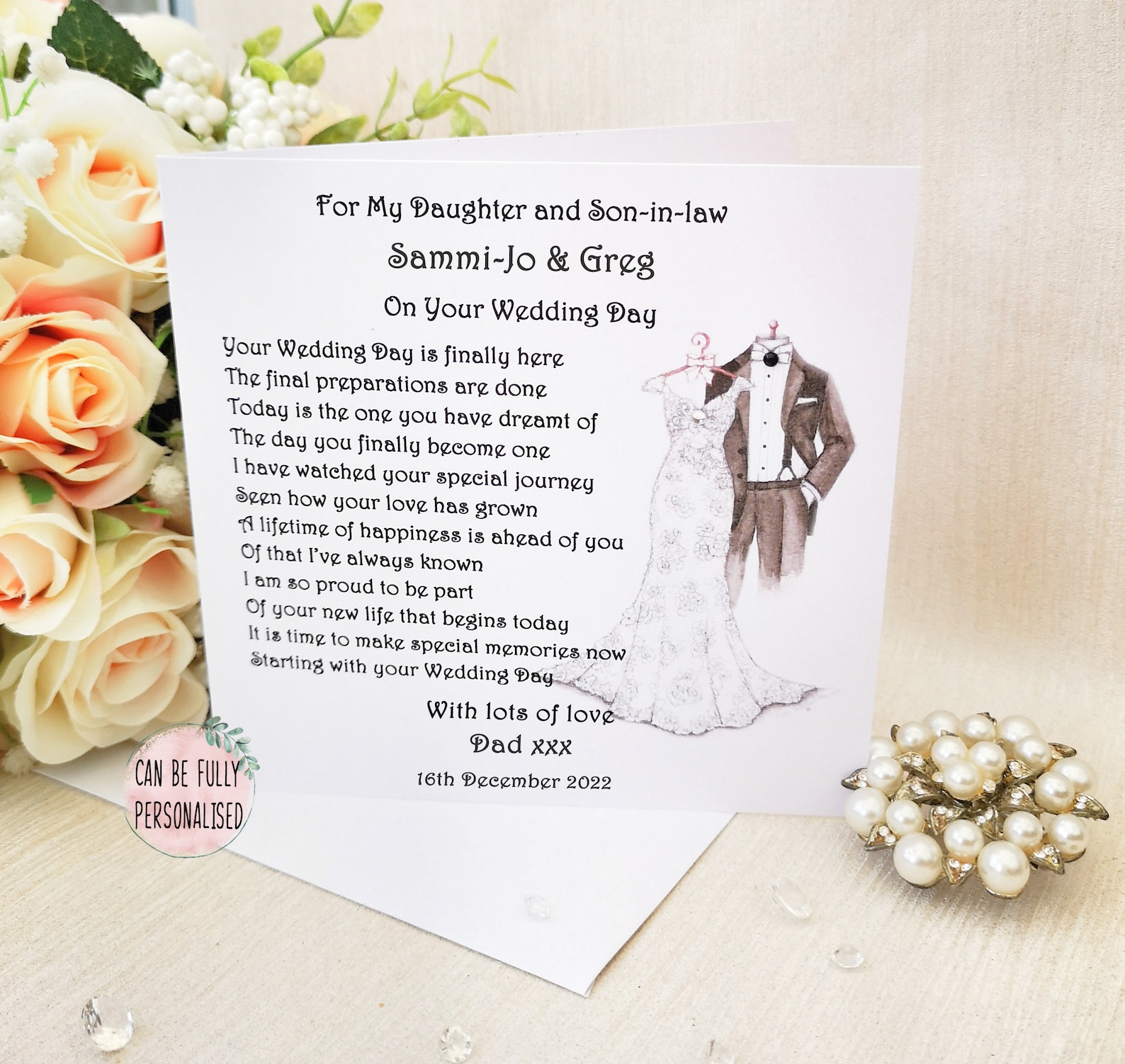 Personalised Wedding Card for Daughter and Son-in-law Wedding - Etsy UK