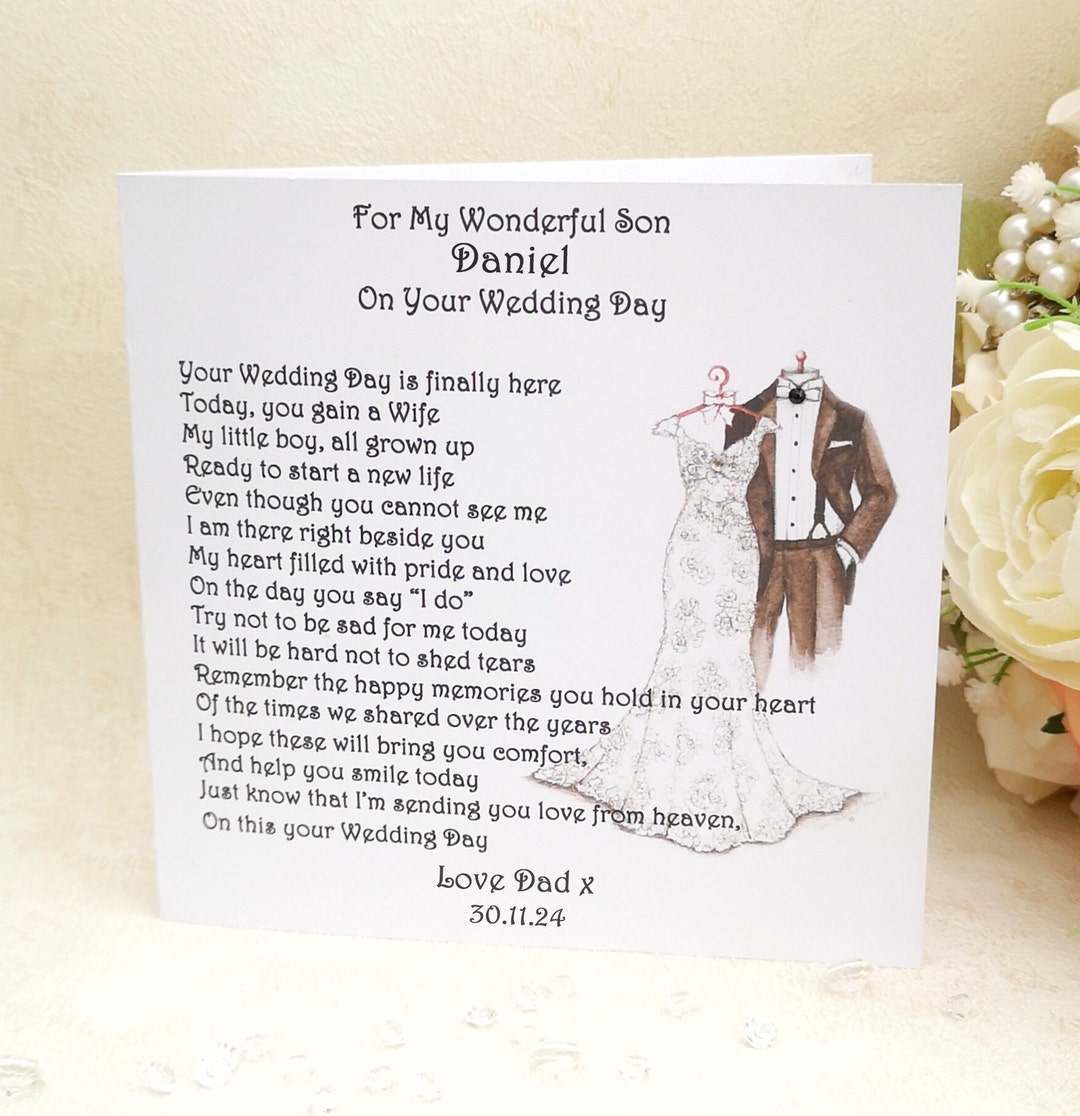 Wedding Card for Groom From Heaven, Wedding Day Remembrance Card From ...