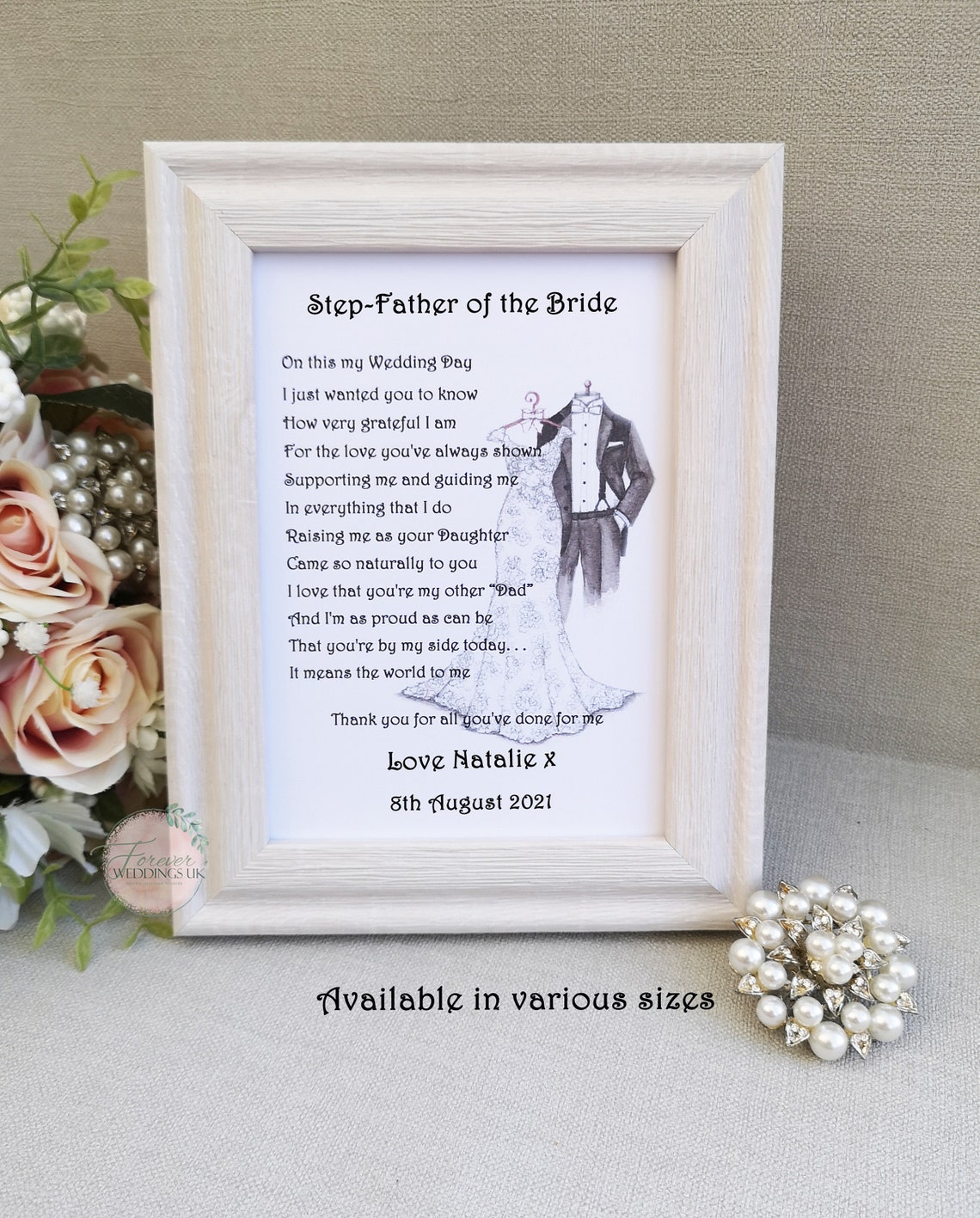 Step Father of the Bride Wedding Day Card Personalised | Etsy