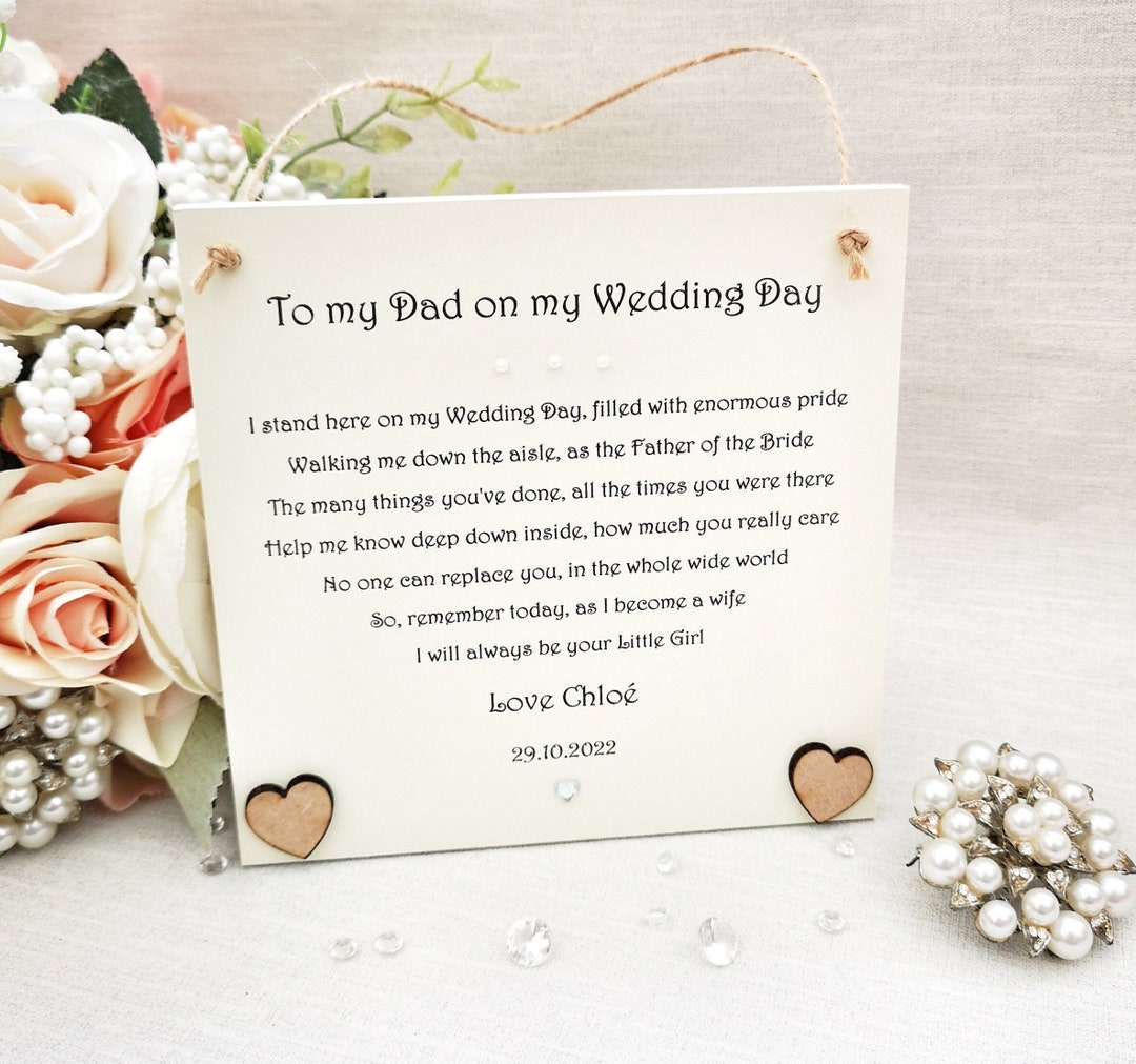 Father of the Bride Wedding Gift, Personalised Poem Dad Gift From Bride ...