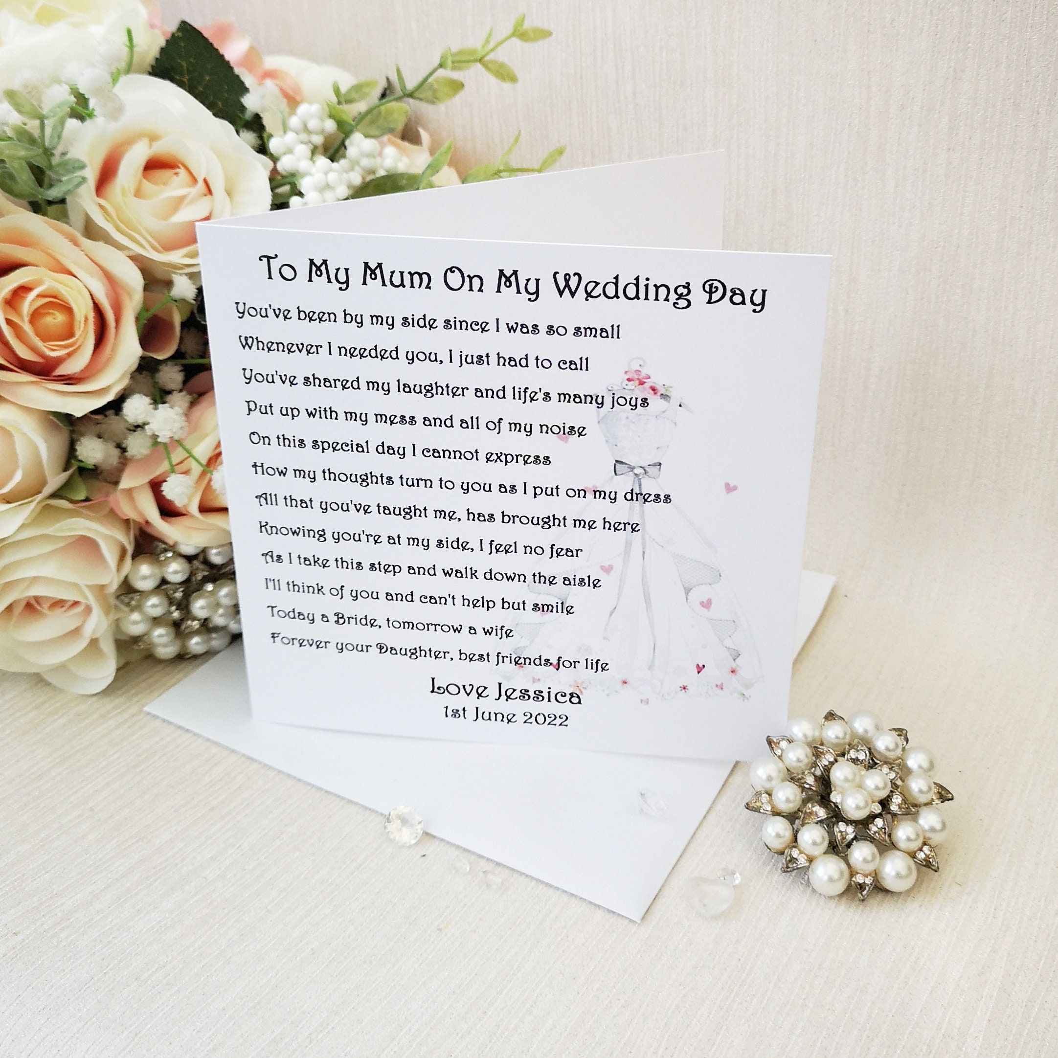 Mother of the Bride Wedding Day Card Personalised Mum Wedding - Etsy UK
